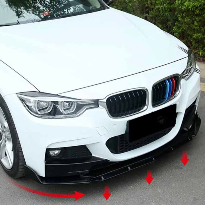 Universal Front Bumper Splitters (Spikes Design) (Gloss Black ...